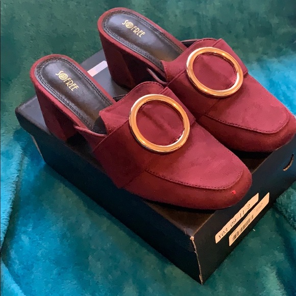 SHEIN | Shoes | Red Bucke Velvet Shoes | Poshmark